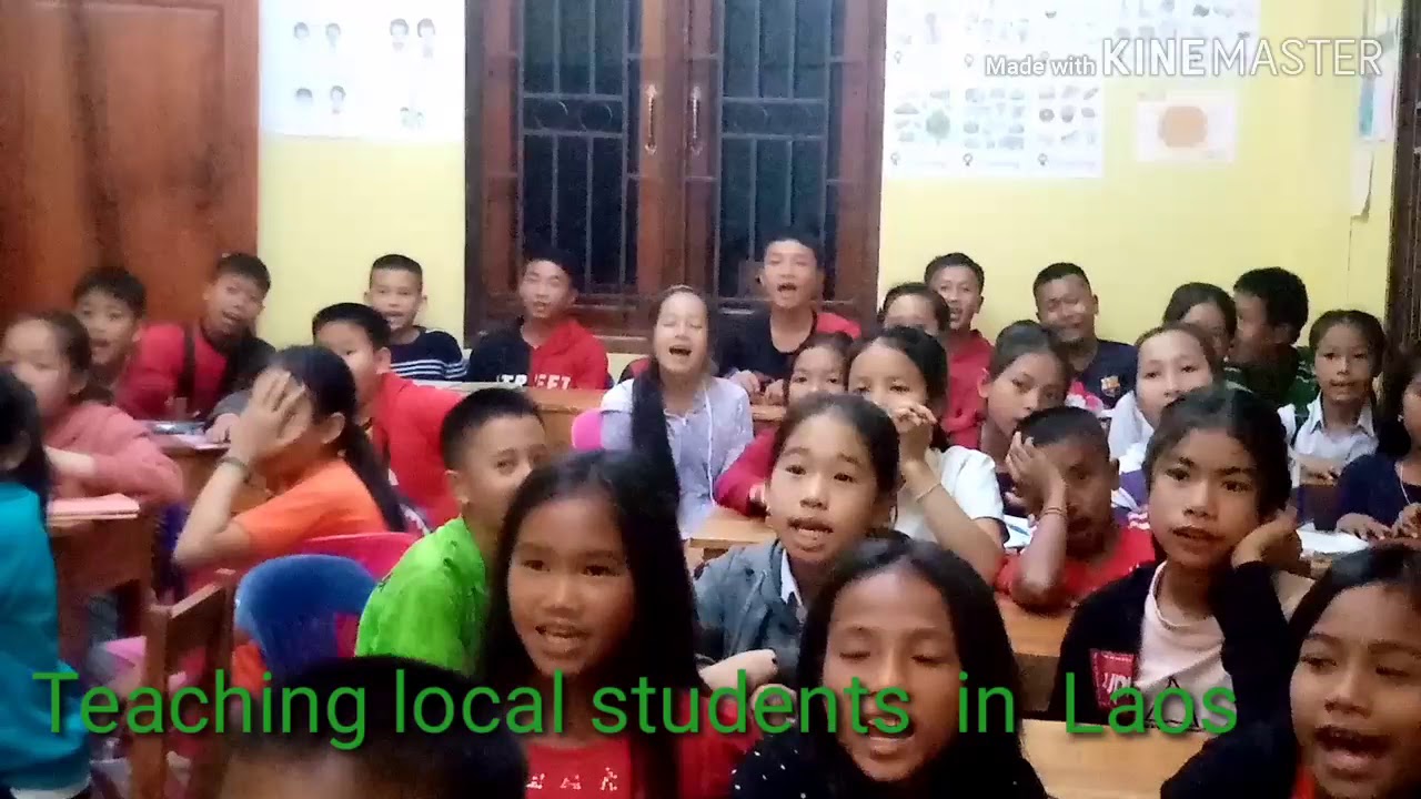 Lao students try to learn English . - YouTube