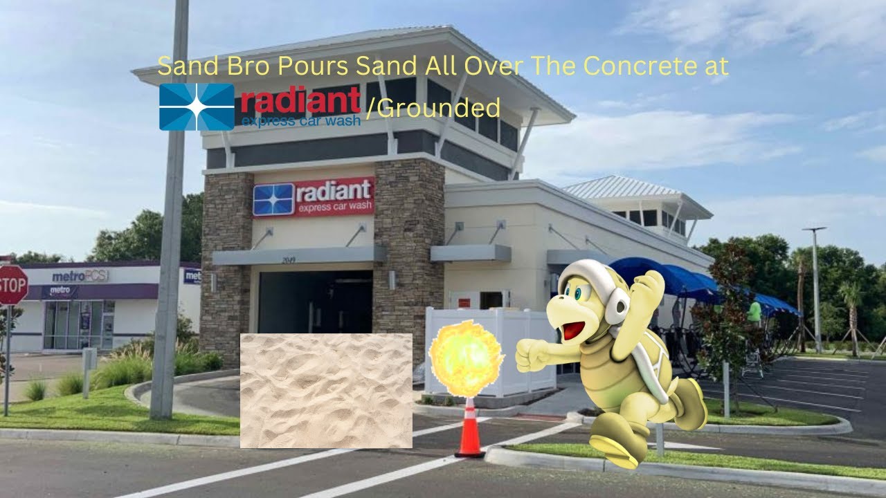 Sand Bro Pours Sand All Over The Concrete at Radiant Express Car Wash ...