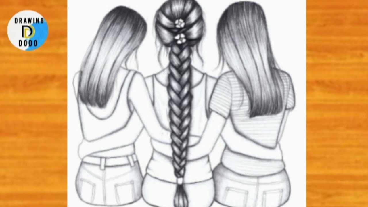how to draw 3 best friends girls ll how to draw 3 best friends easy ...