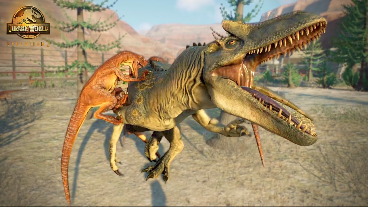 20 Raptors vs Allosaurus | Jurassic World Evolution 2 - YouTube