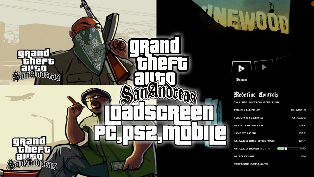 MOD LOADSCREEN PC,PS2,MOBILE GTA SAN ANDREAS ANDROID - YouTube