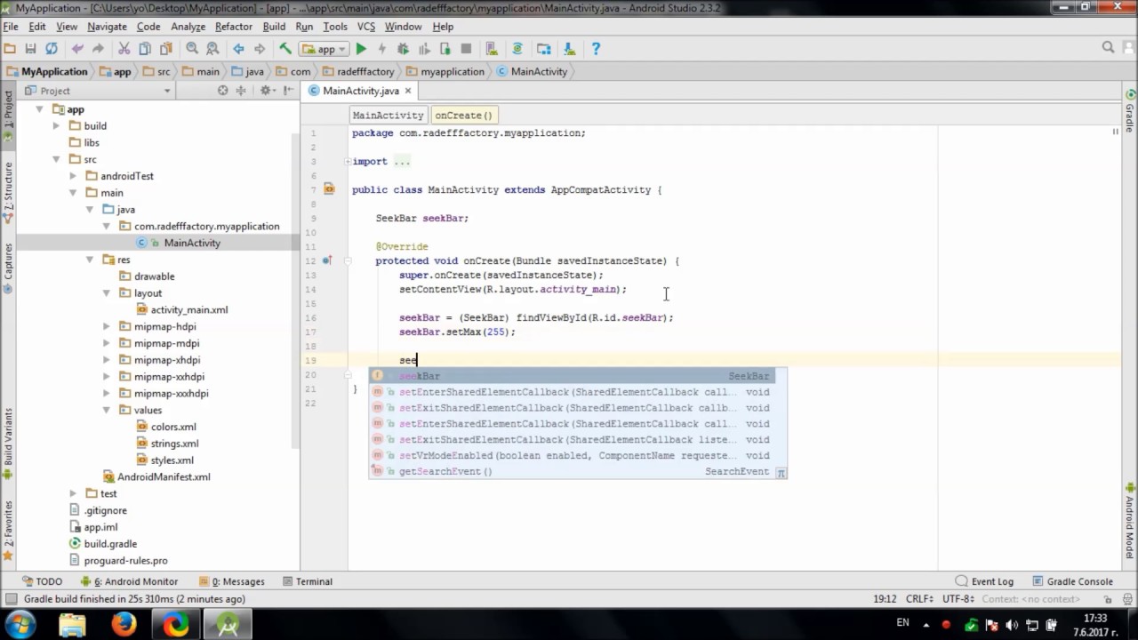 Develop simple Brightness Slider app in Android Studio - YouTube