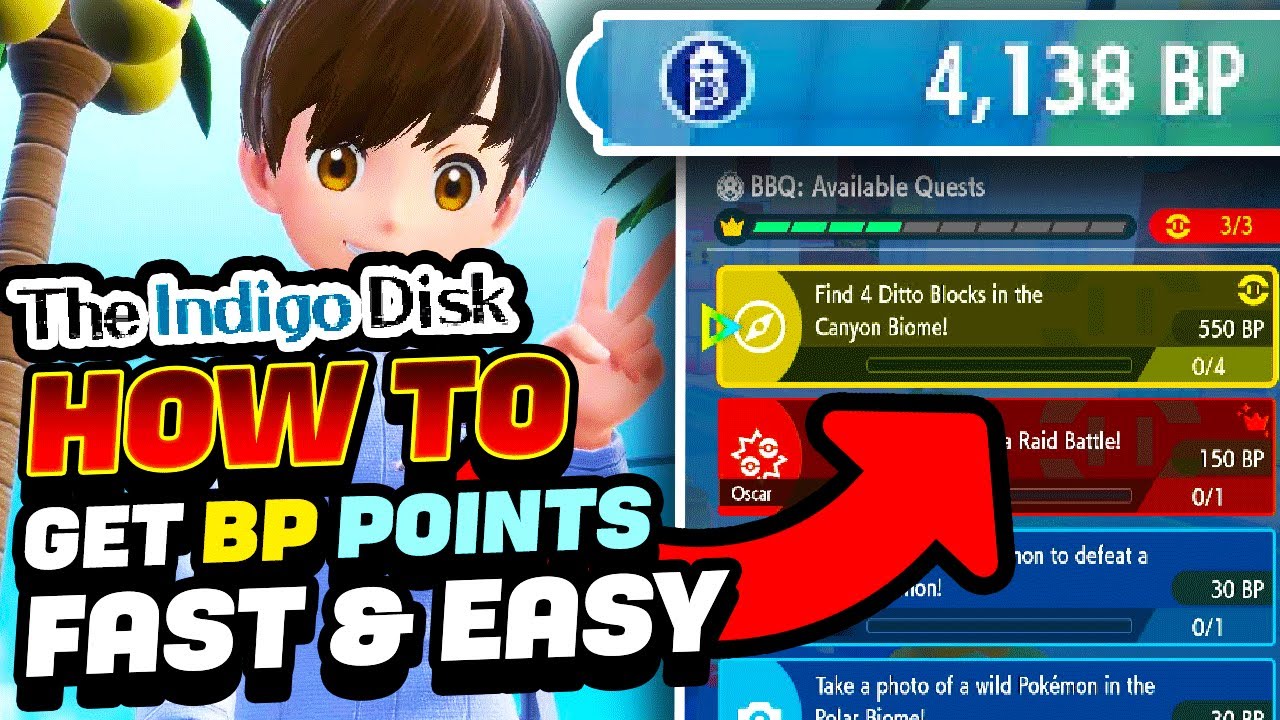 HOW TO GET BP POINTS IN INDIGO DISK FAST & EASY 100% | Pokemon Scarlet ...