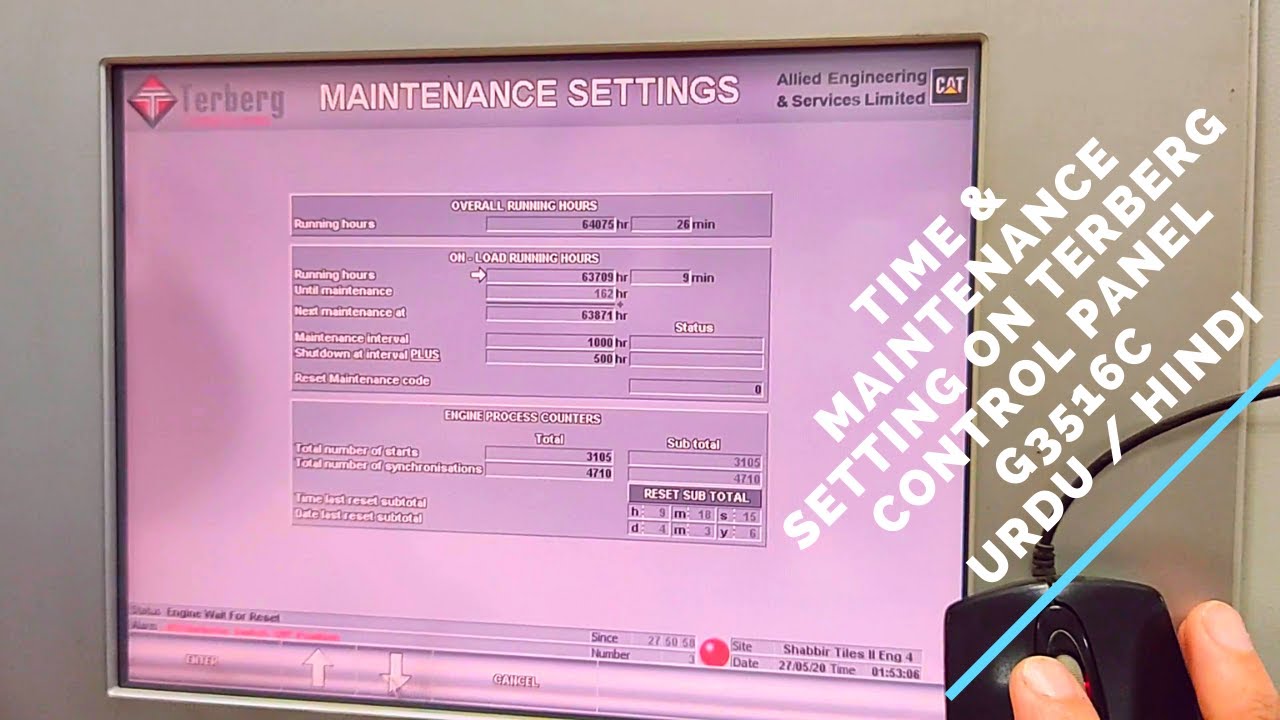 CATERPILLAR GENERATORS TIME & MAINTENANCE HOUR,S SETTING ON TERBERG ...