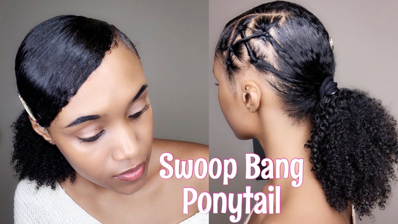 HOW TO | SLEEK SIDE PART PONYTAIL ON CURLY NATURAL HAIR | - YouTube