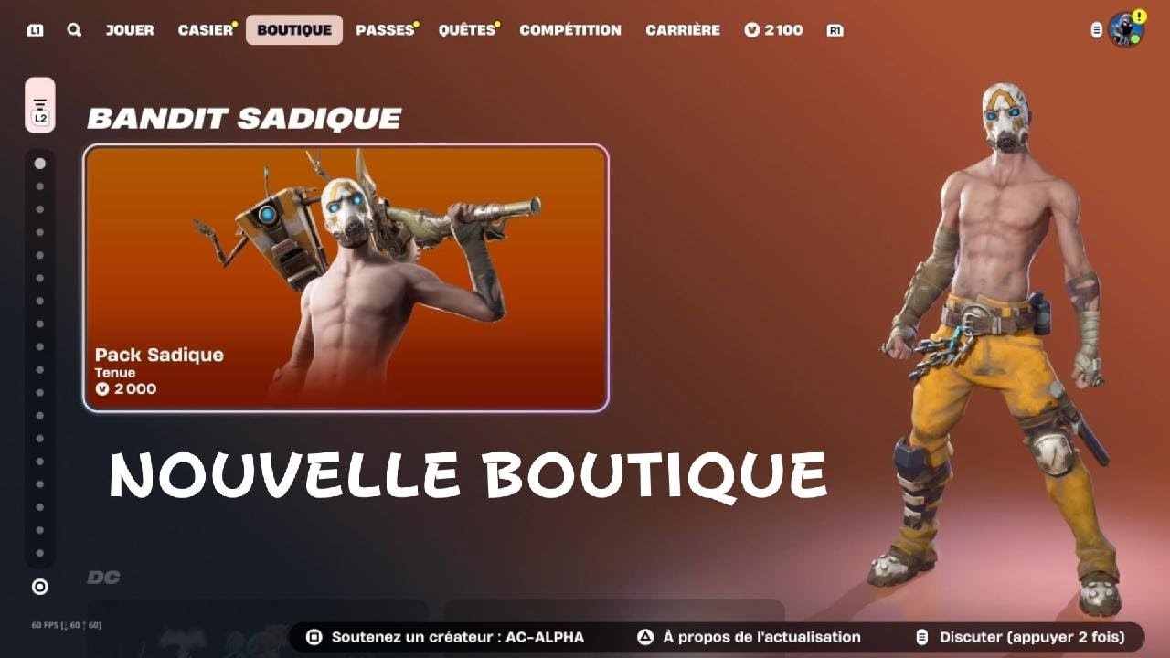 SKIN BORDERLANDS BOUTIQUE FORTNITE D'AUJOURD'HUI - YouTube