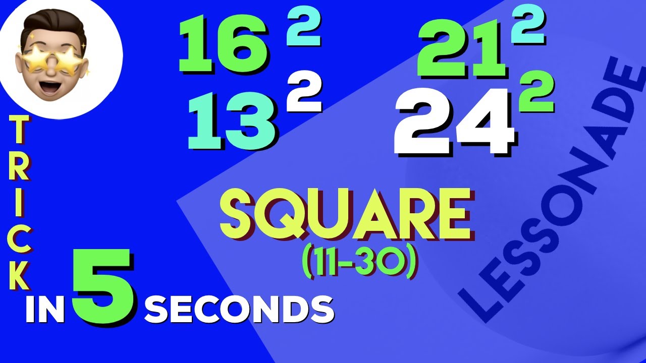 Math Tricks - Square numbers(11-30) in 5 SECS!! Super Easy tricks to ...
