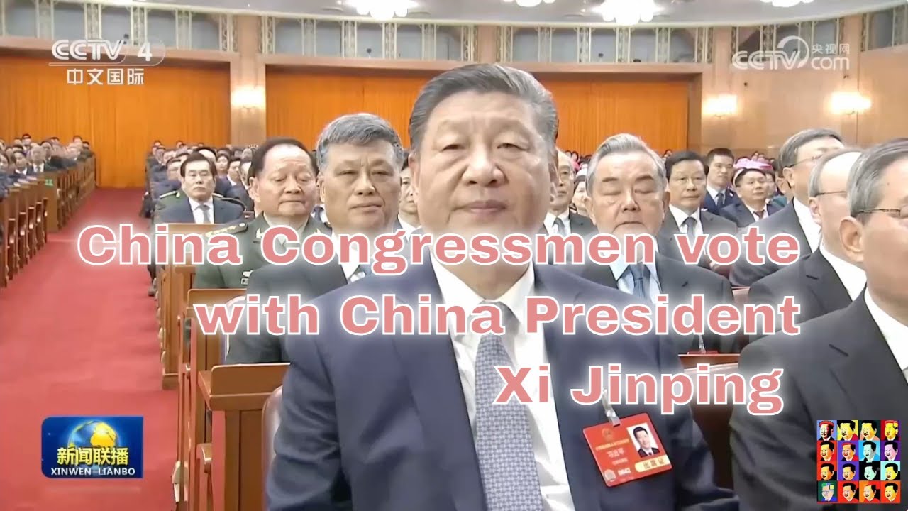China Congressmen vote in China Congress with China President Xi ...