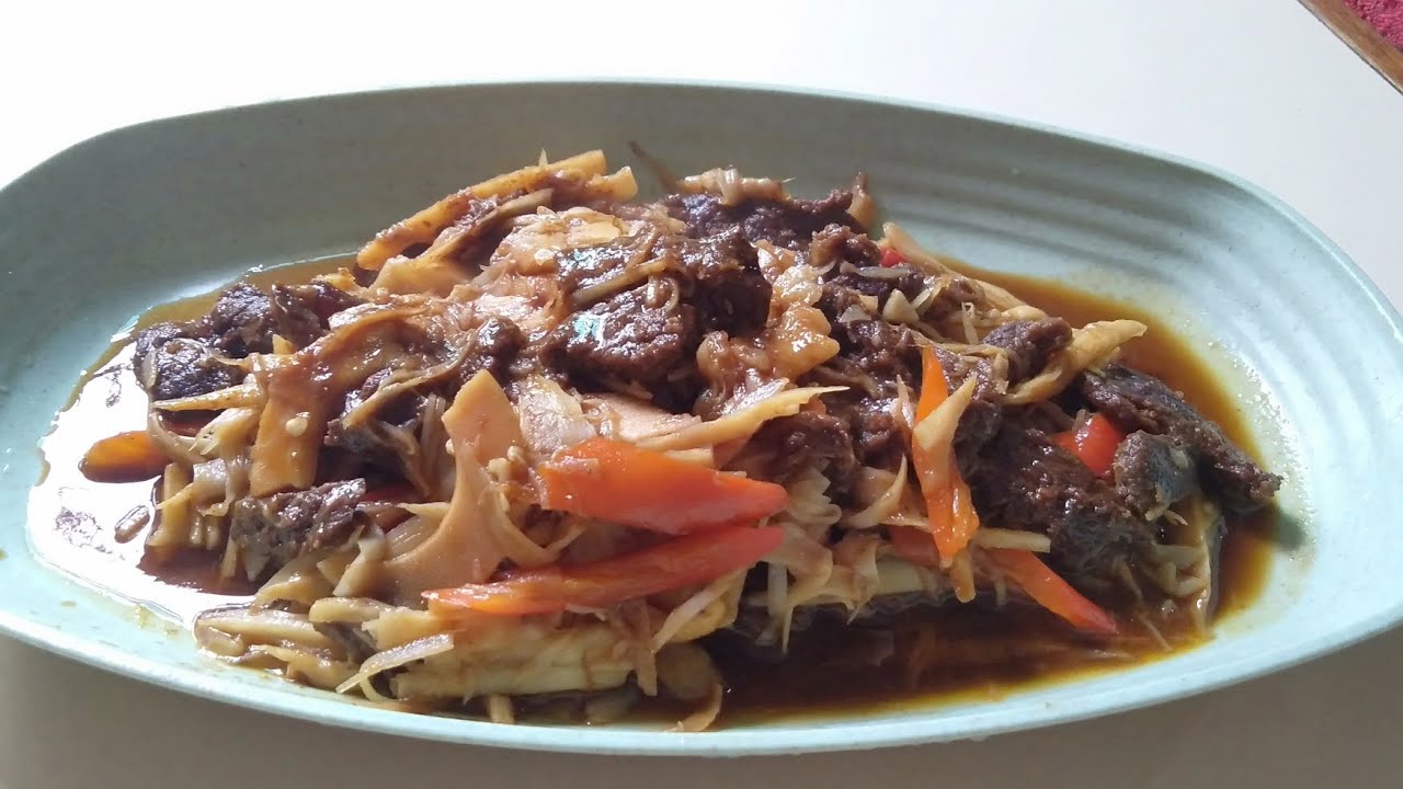 Rebung tumis daging - YouTube
