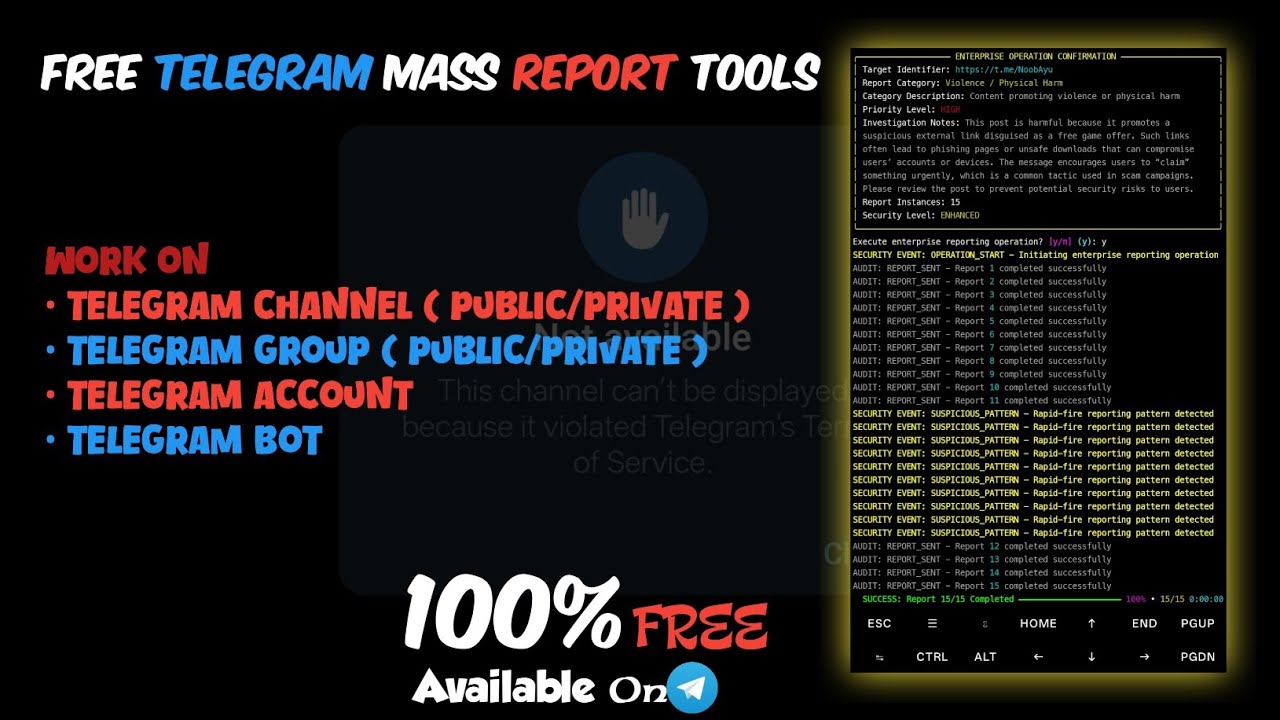 TELEGRAM MASS REPORT TOOLS | 100% FREE DOWNLOAD | HOW TO BAN TELEGRAM ...