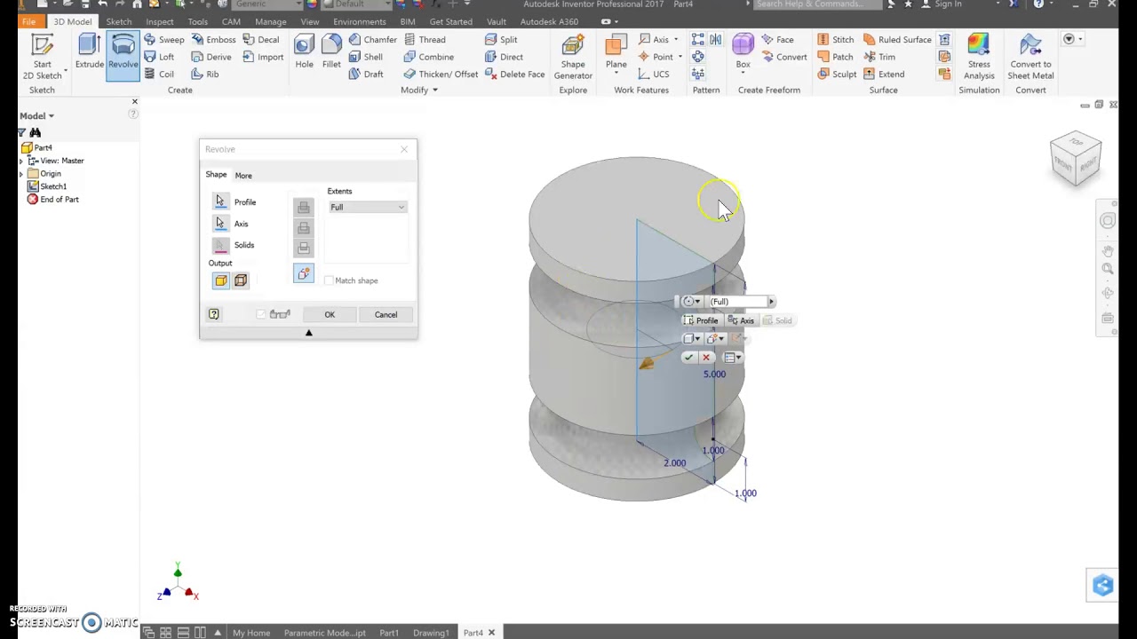 Revolve Tool in Autodesk Inventor - YouTube