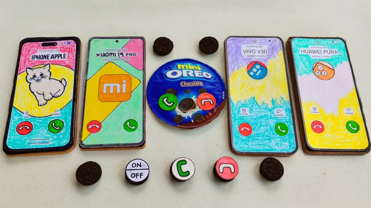 IPHONE/ XIAOMI/ OREO cirle phone/ VIVO/ HUAWEI incoming call with ...