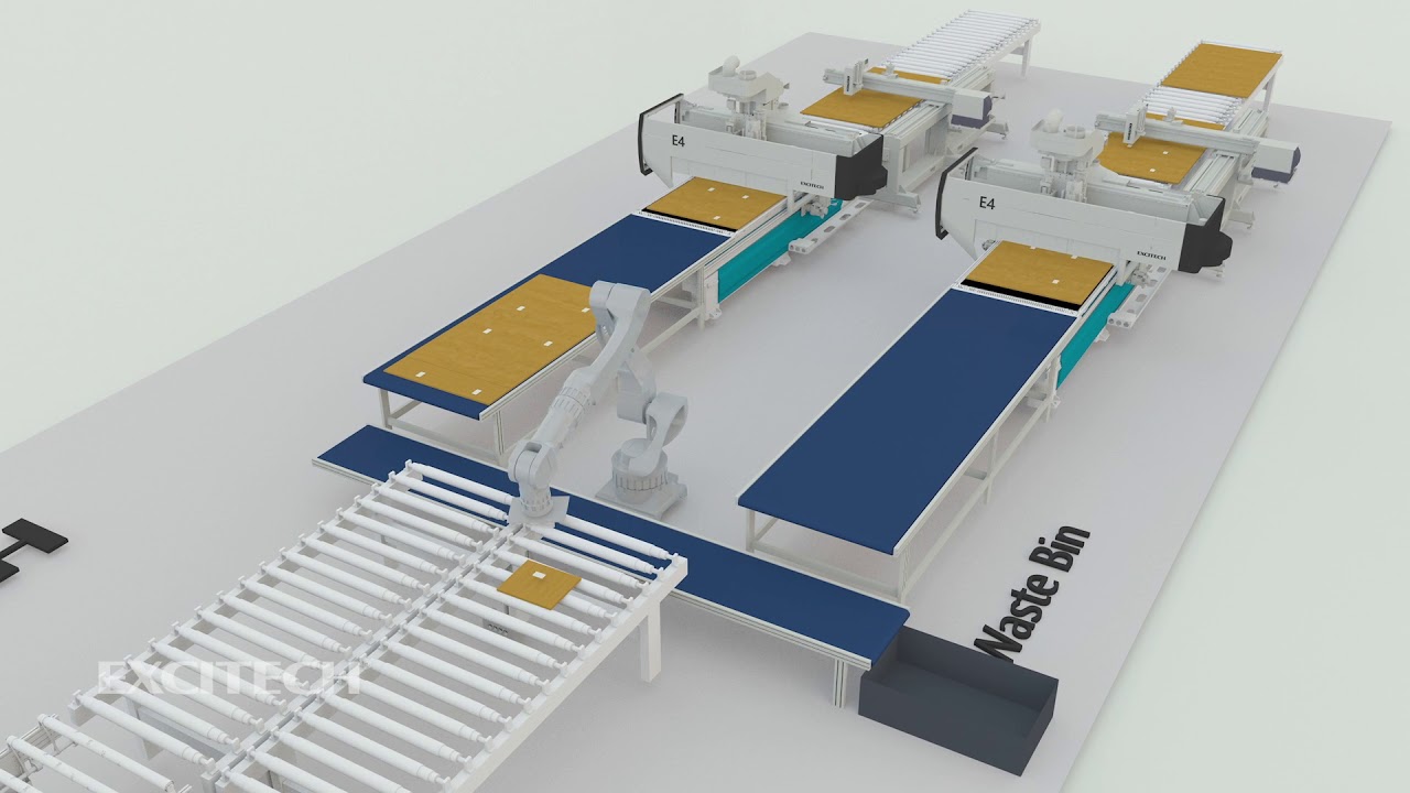 Cutting unit for panel furniture production line - YouTube
