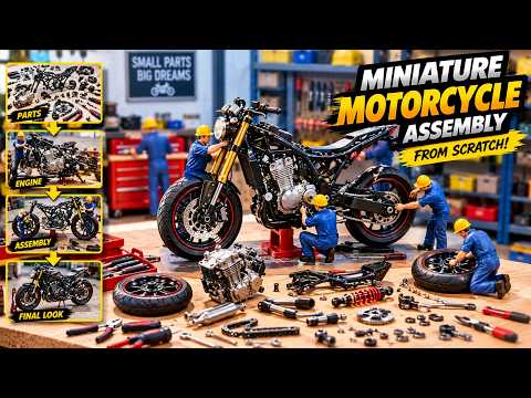 Mechanics Assemble a Miniature Motorcycle from Scratch!  | Amazing 3D Miniature Build
