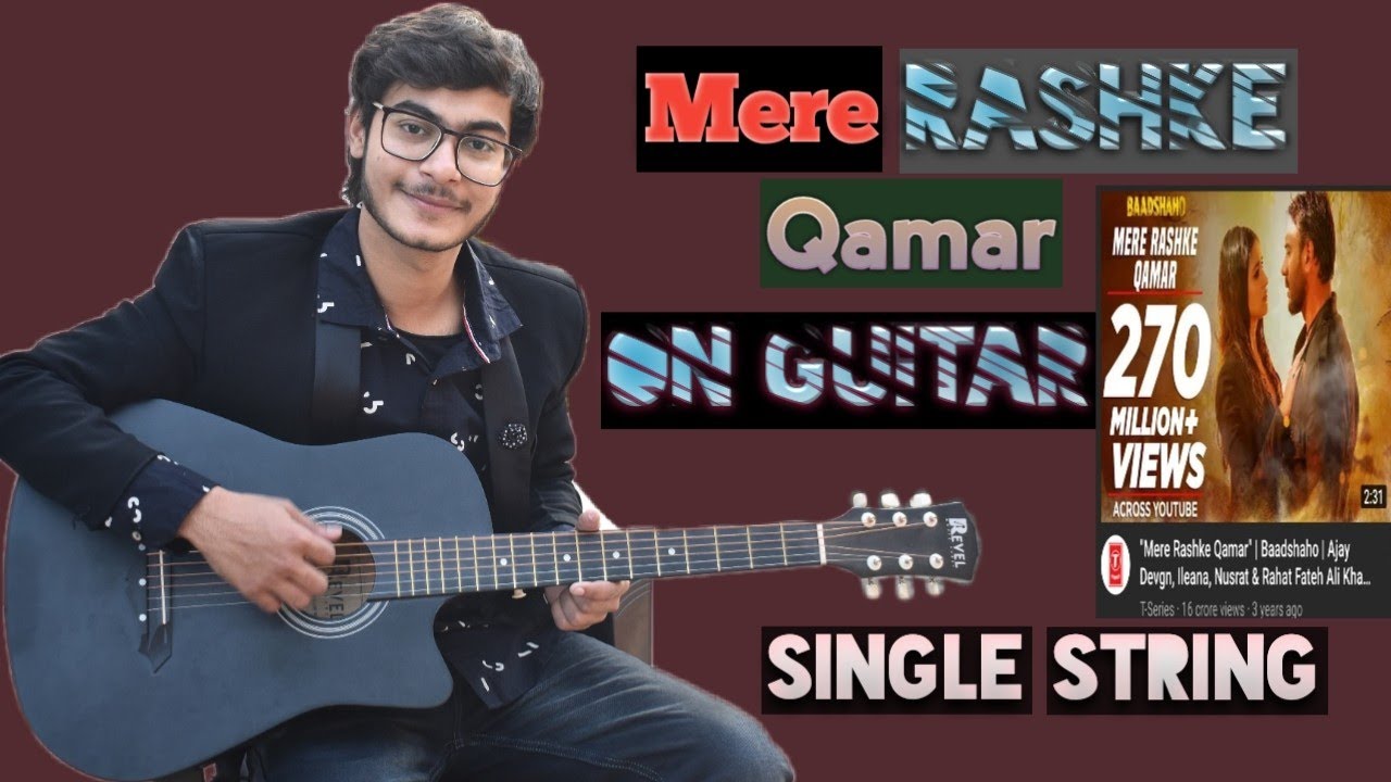 Mere Rashke Qamar || Single String Guitar Cover || Easy tabs..... - YouTube
