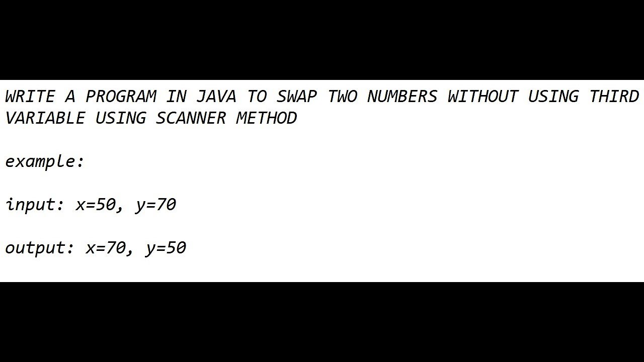 Swapping Numbers Without Using 3rd Variable Java Bluej Pavan 9471