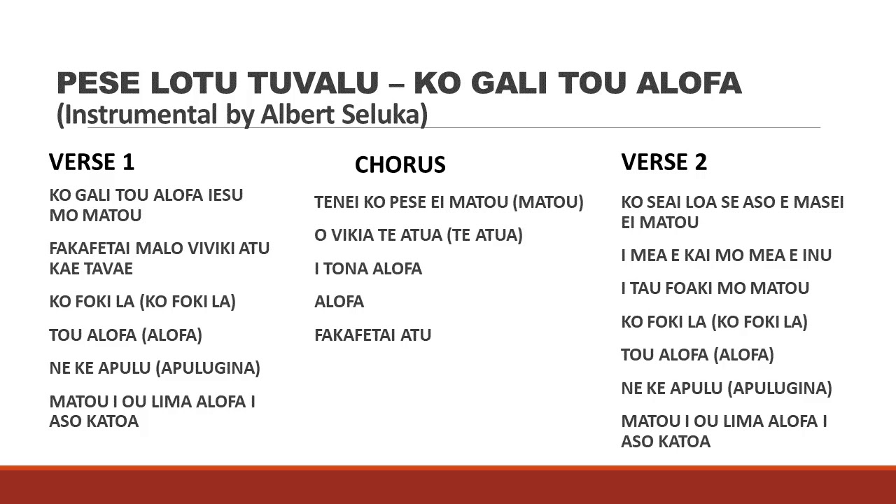 PESE LOTU TUVALU - KO GALI TOU ALOFA - YouTube