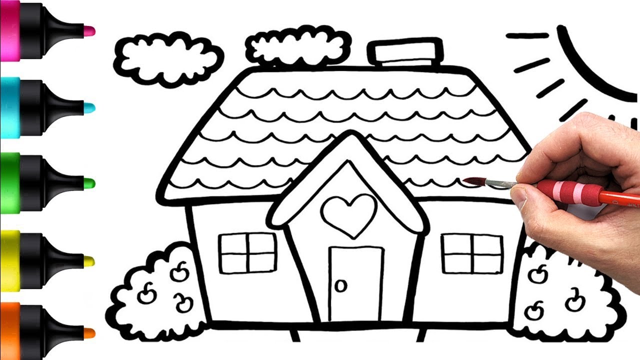 🏠🎨 Cute House for Kids: Drawing, Painting, and Coloring Fun! Let's ...