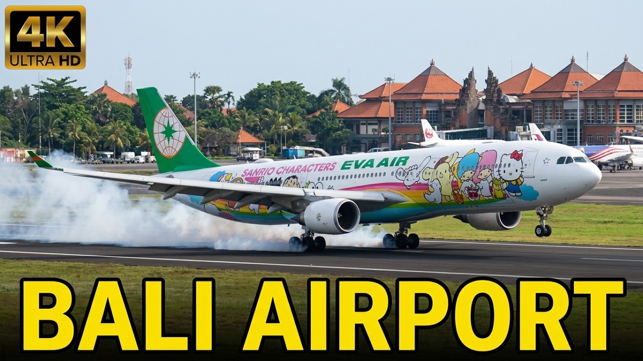 (4K) Pure Jet Noise | Plane Spotting TAKEOFF and LANDING at Bali ...