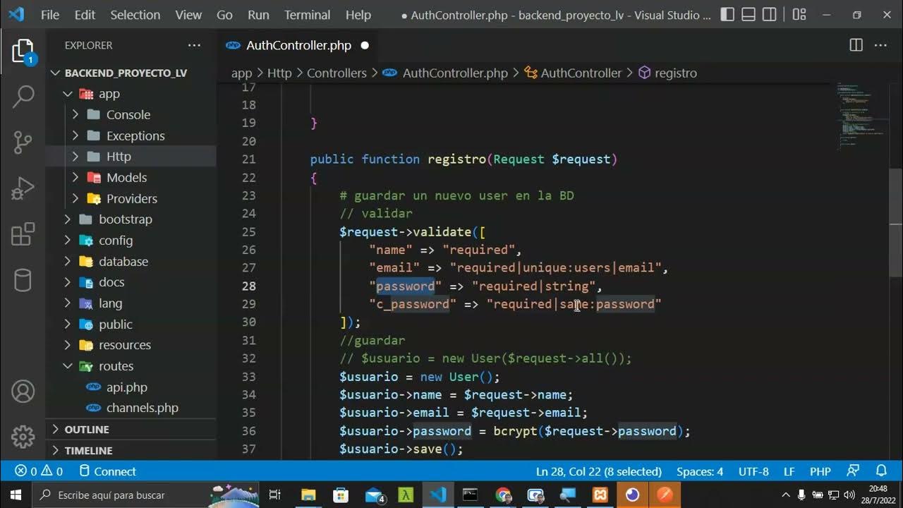 8 Laravel 9 y Vue 3 Proyecto día 2 Api Autenticación Laravel pruebas con Postman e Insomnia ...