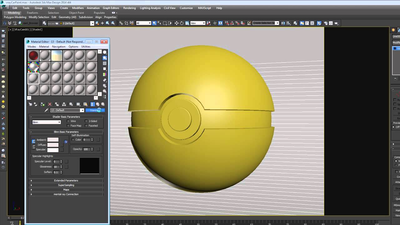 How To Model A 3d Pokeball - 3ds Max Poly Modeling and Vray Materials ...