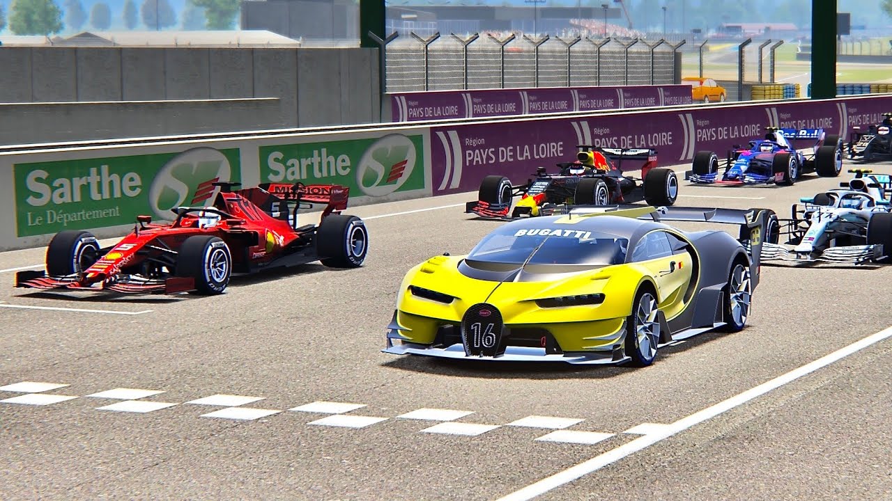 Bugatti Vision GT engine Red Bull X2010 vs F1 2019 Cars - Le Mans - YouTube