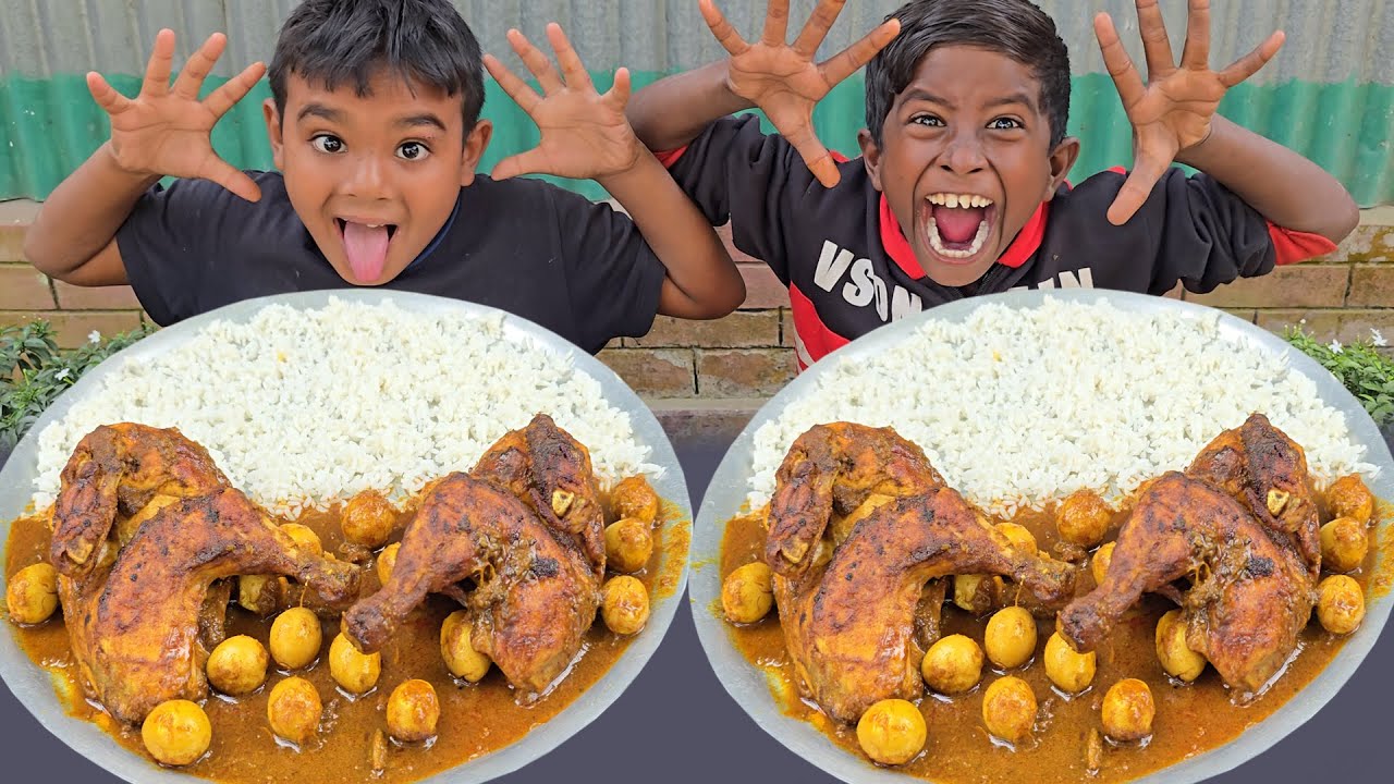 Spicy Whole Chicken Curry with Rice Eating Challenge || Eating ...