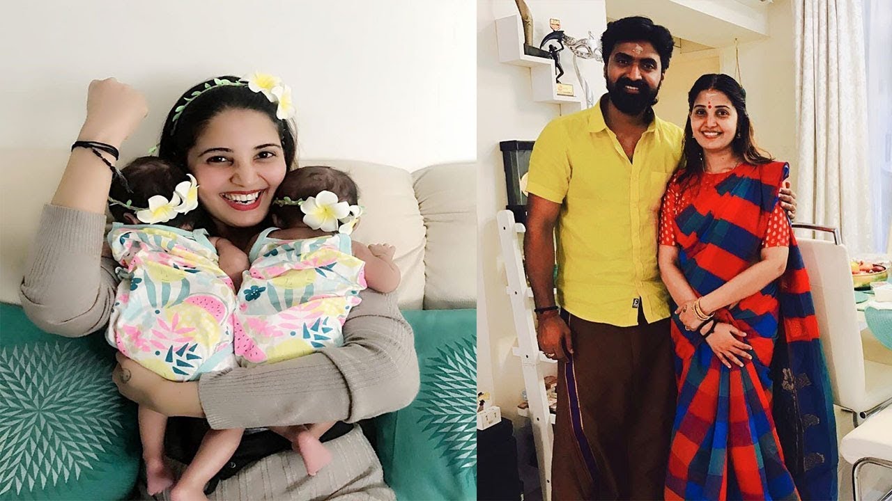 chinnathambi Prajin-Santra twin baby girls Stills Santra Birthday ...