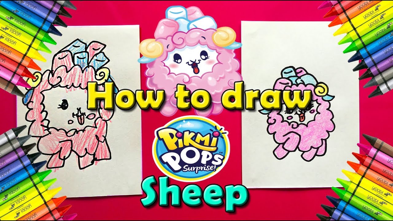 How to draw a Sheep from PIKMI POPS Easy Cute drawing Kids drawing Kids ...