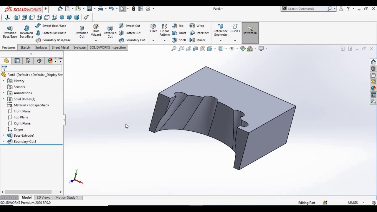 Solidworks Loft & Boundary cut Tutorial #14 - YouTube