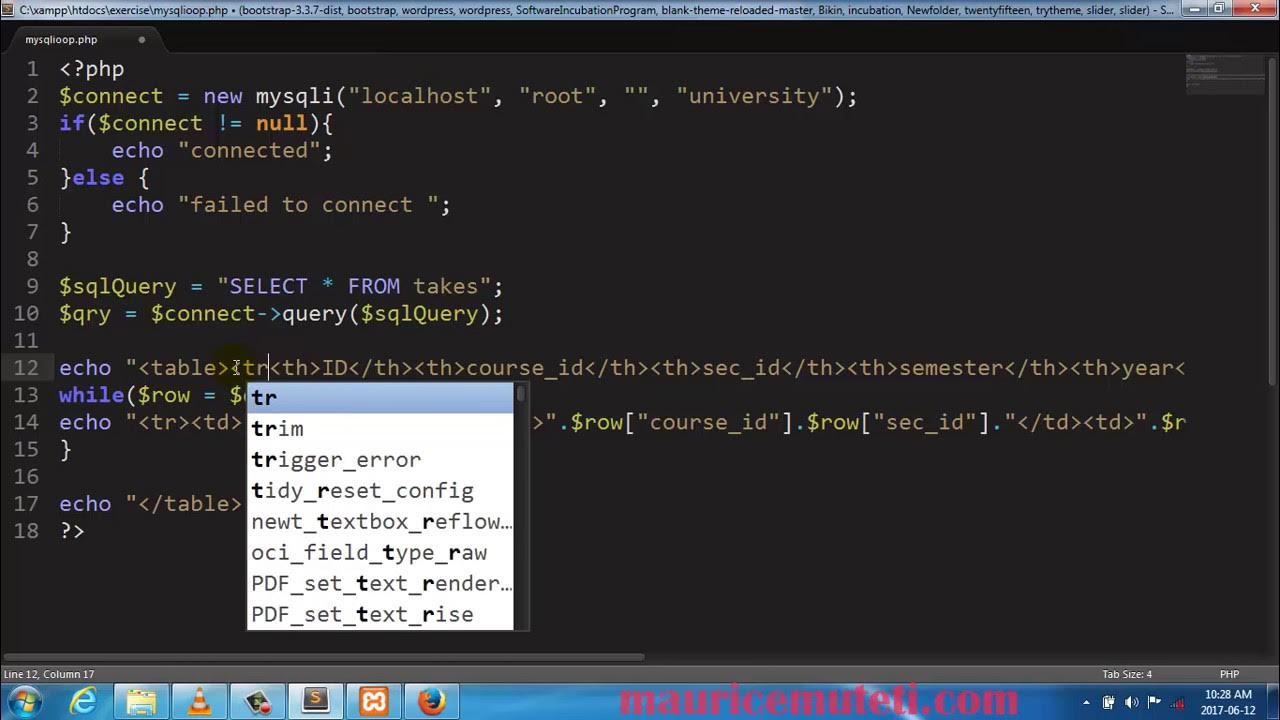 PHP AND MYSQL TUTORIAL POPULATE HTML TABLE WITH DATA FROM DATABASE ...