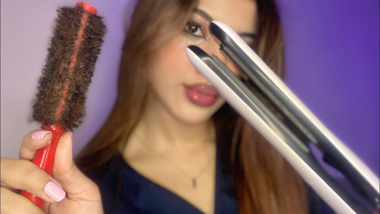 ASMR Straightening Your Hair🫐🎀(Hair Parting/ Invisible Clipping) Fast ...