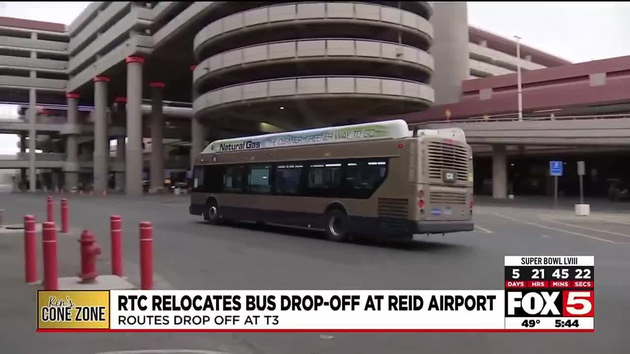 RTC relocates Harry Reid bus drop off at Harry Reid Airport - YouTube