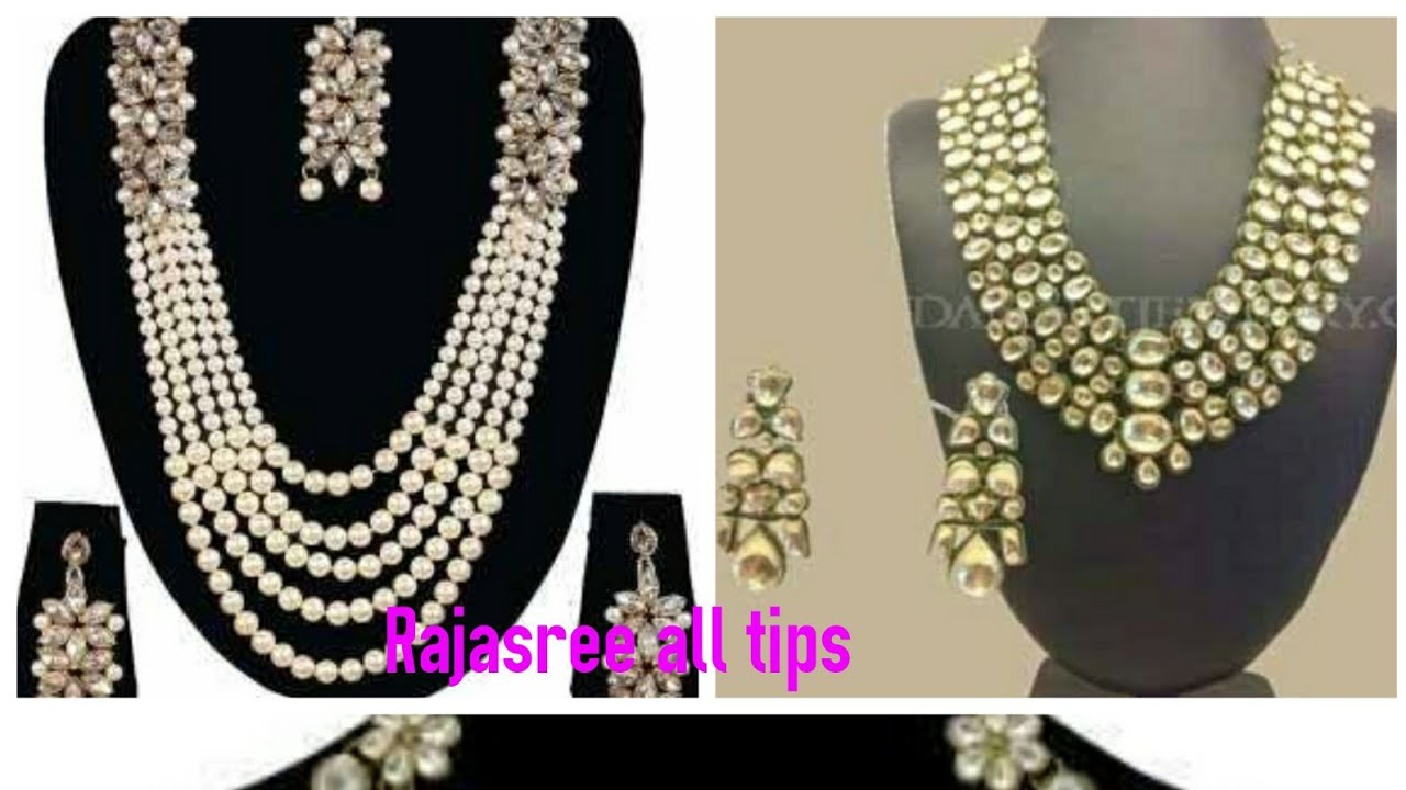 ZINC JEWEl SET GOLD WHITE review | white naklesh set | Rajasree all ...