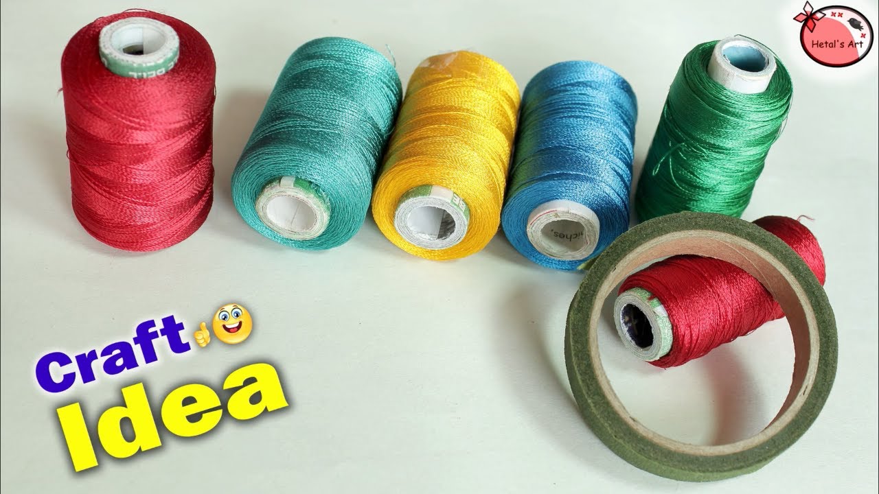 Flower Vase Craft Idea Out of Silk Thread and Tape || DIY Room Decor ...