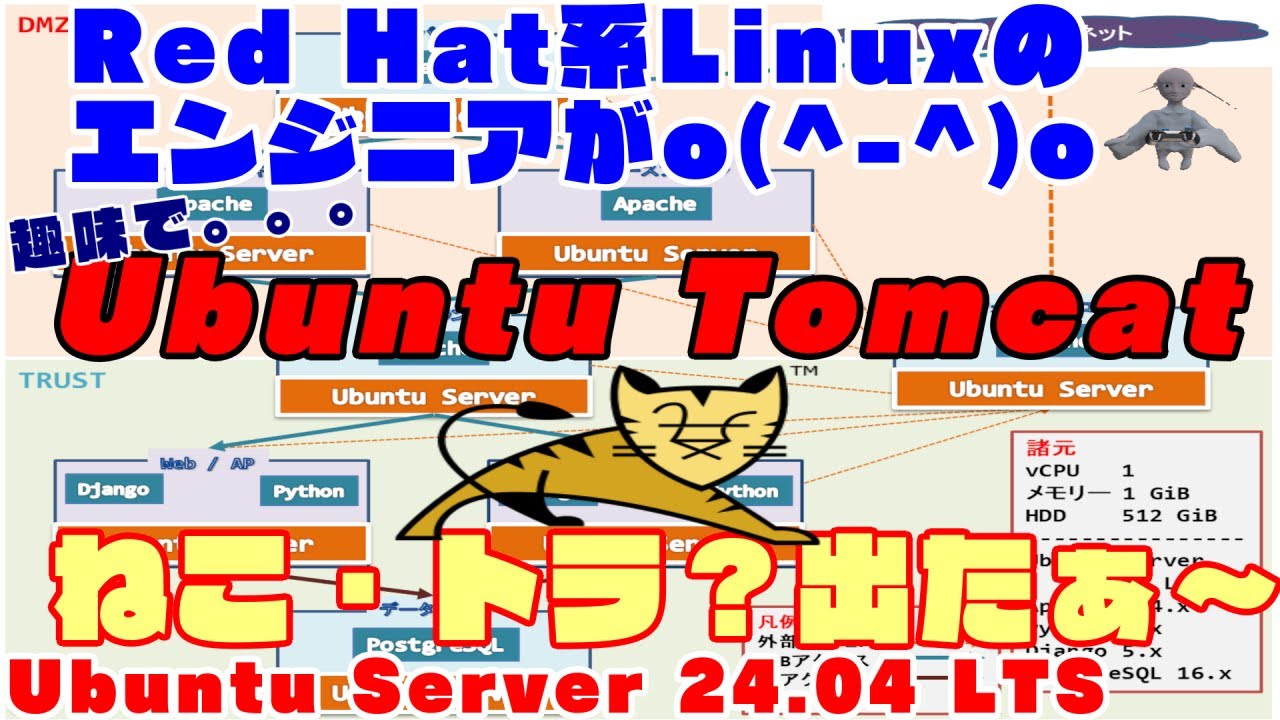 #016【Ubuntu サーバー構築】tomcat10を起動して、ねこ・トラ？のページを出そう！ - YouTube