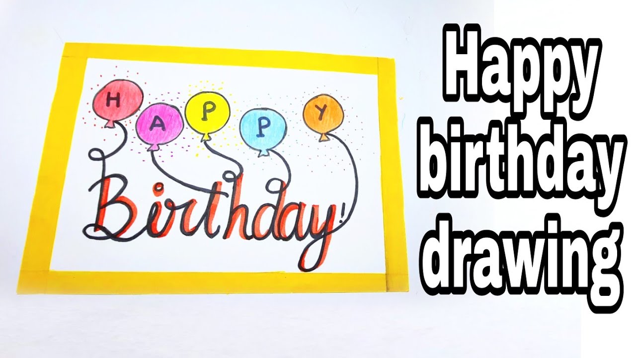 Happy Birthday Drawing/Birthday Drawing step by step/Happy Birthday ...