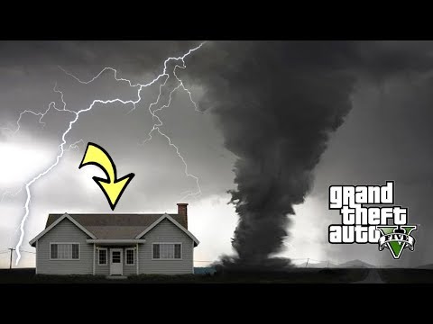 GIANT TORNADO HIT MY HOUSE!!! CAN WE SURVIVE? GTA 5 TORNADO APOCALYPSE MOD