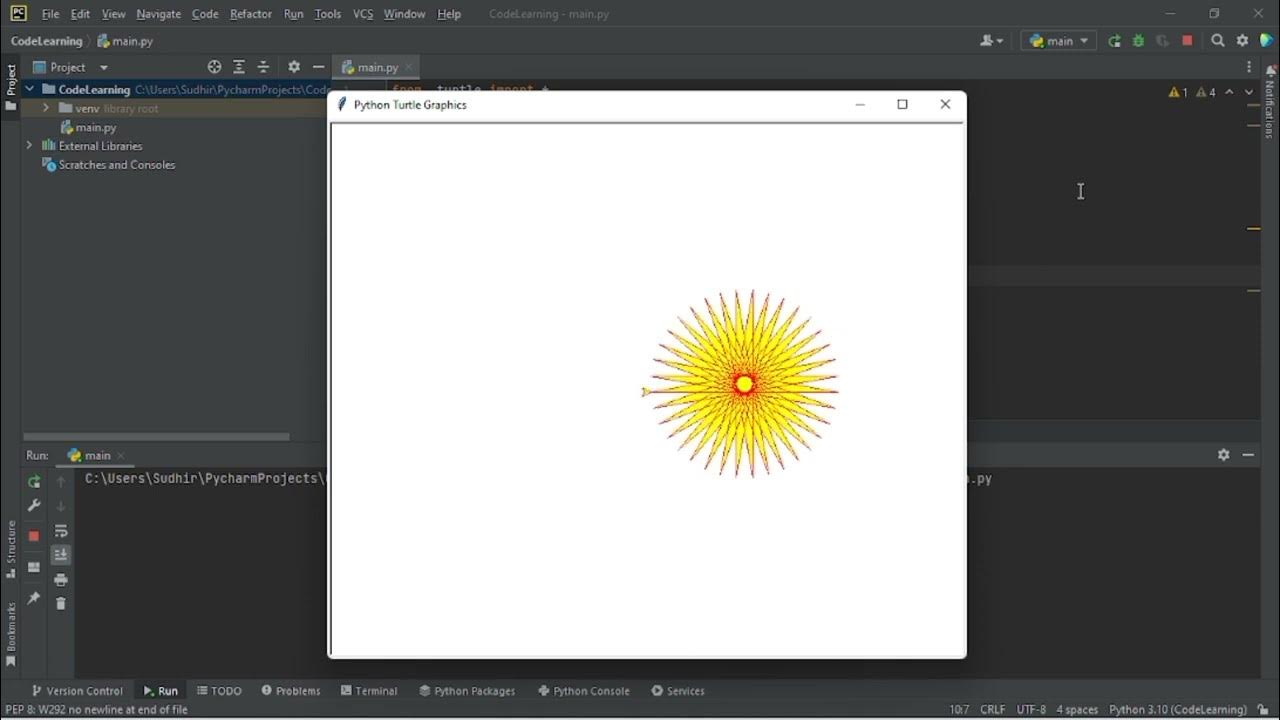 Python Cool Turtle Graphic Tutorial || Python Graphic Design Tutorial # 