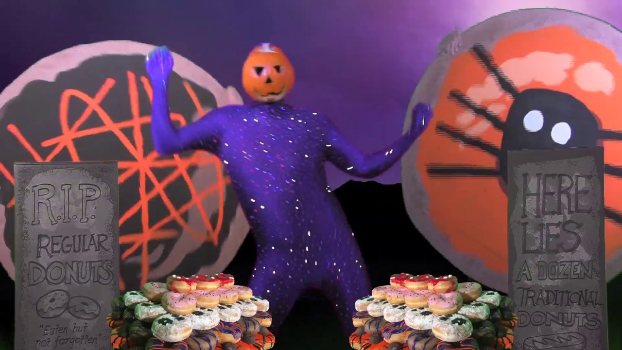 Dancing Pumpkin Man Loves Dunkin's Halloween Donuts - YouTube