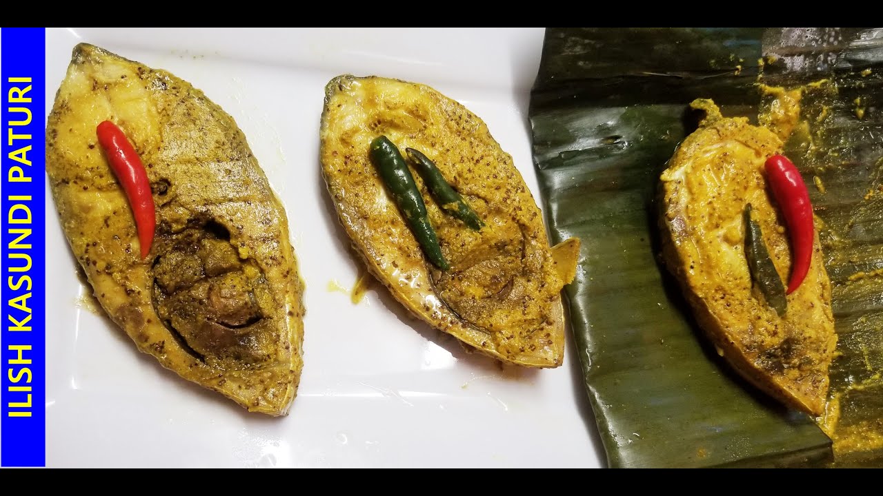 Ilish Kasundi Paturi / Steamed Hilsa fish in Banana Leaf - Less oil ...