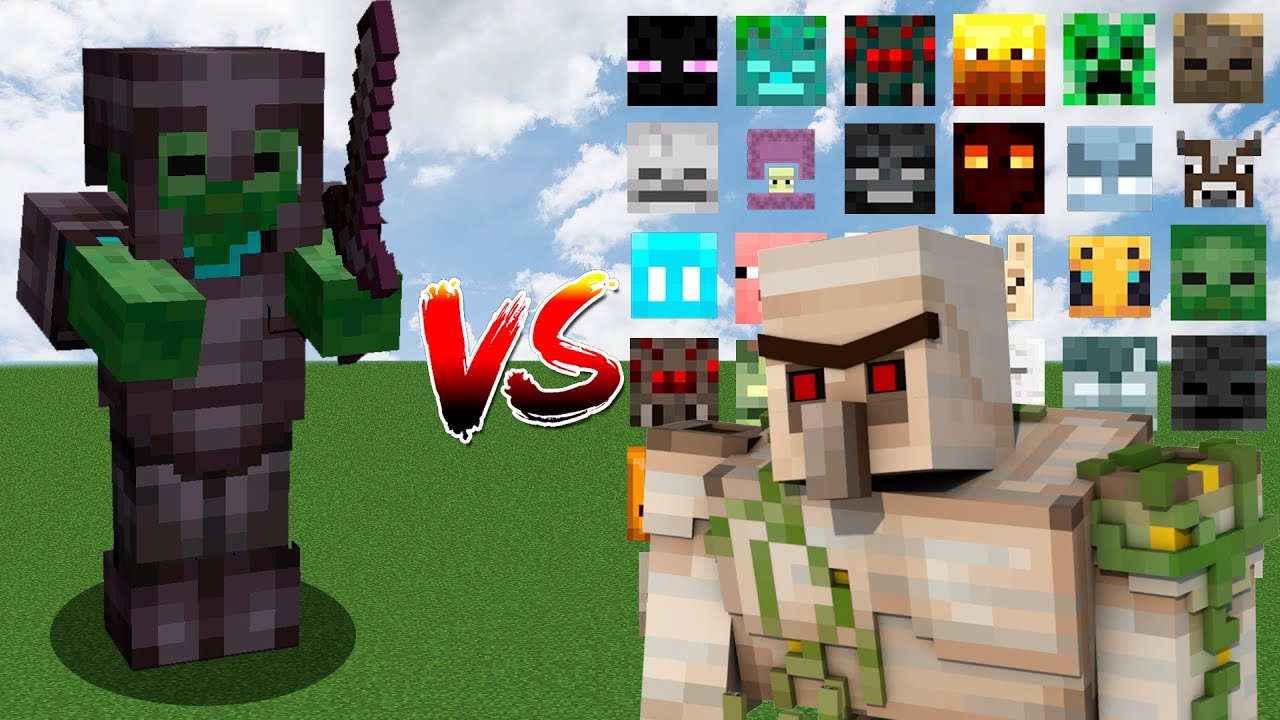 ZOMBIE in NETHERITE ARMOR and a SWORDS vs ALL MOBS | Minecraft Mob ...