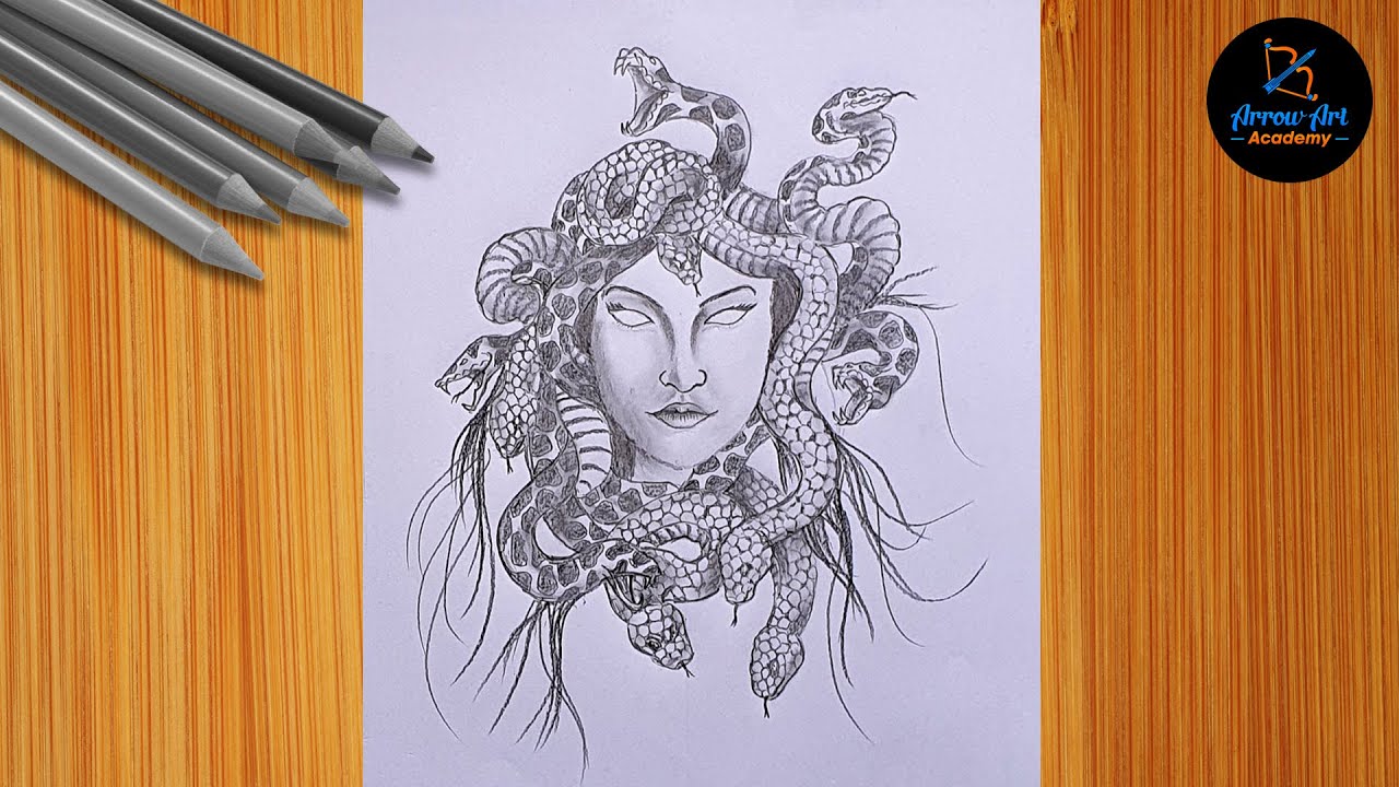How to Draw Medusa face || Pencil Art and Shading || arrow art academy ...