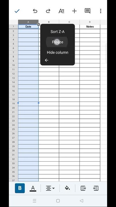Tutorial: Freeze Unfreeze Row and Column Google Sheets Android #shorts #googlesheets - YouTube