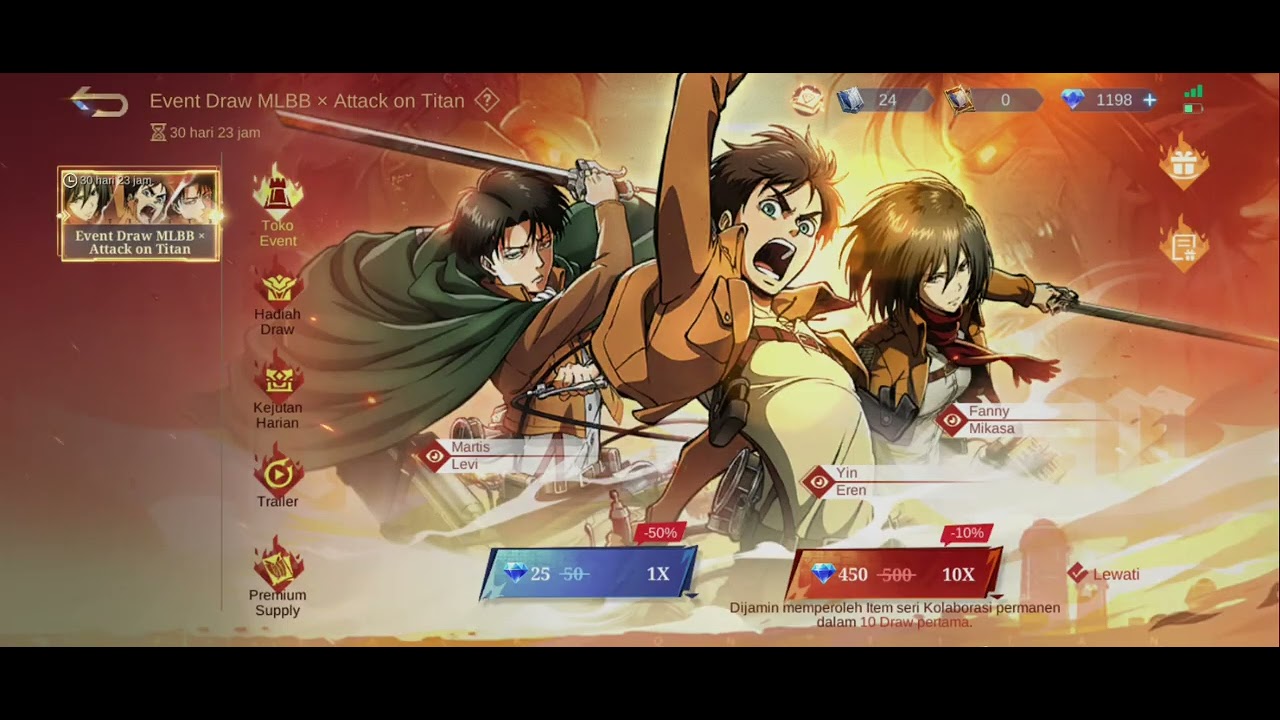 Day 2 FANNY MIKASA AOT EVENT MLBB - YouTube