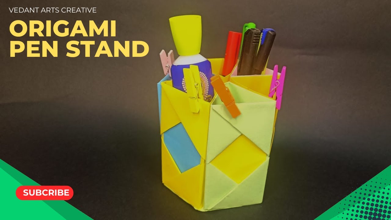 How to make Pen stand /Origami Pen Holder/Diy organizer - YouTube