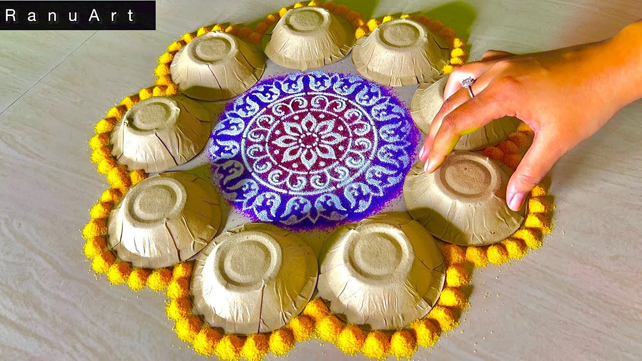 Easy Rangoli | Simple Rangoli | Rangoli designs | Relaxing Video ...