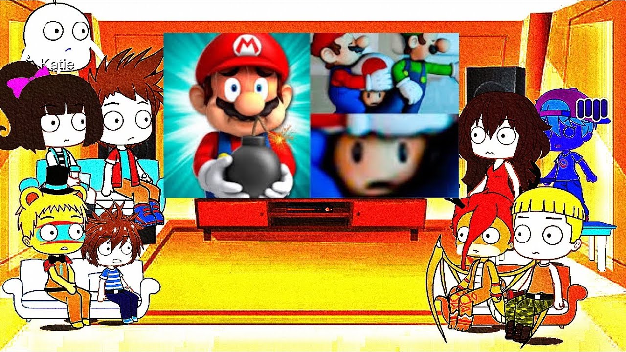 Fandoms react to SMG4 Mario Nintendo memes but if he laughs he dies ...