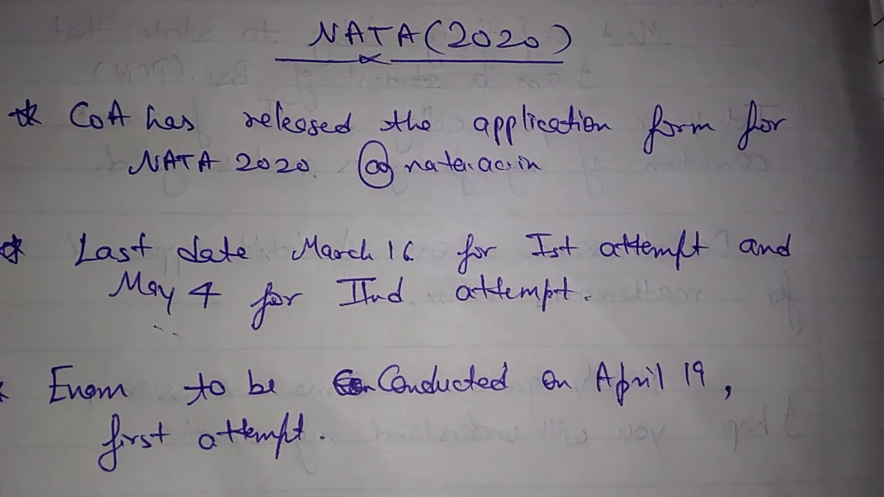 NATA 2020 application form released || nata application form 2020 ...