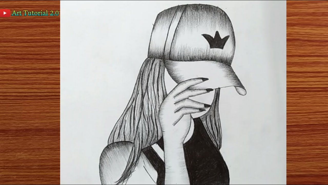 A girl with cap drawing|| Hidden face drawing|| Easy pencil pencil ...